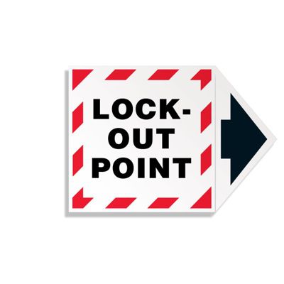 2-Part Arrow Labels - Lock-Out Point, Lockout Labels | Emedco