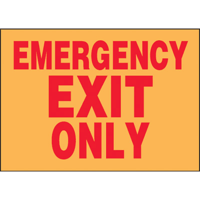 Emergency Exit Only - Fluorescent Glow In The Dark Label | Emedco