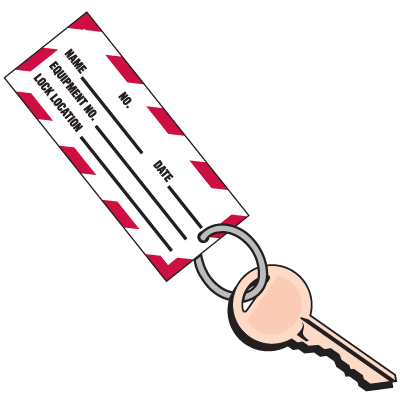 2-Part Lockout Key Tags with 3/4" Metal Key Ring | Seton