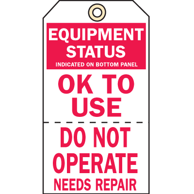 2-Part Production Status Tags - Equipment Status|Seton Canada | Seton.ca