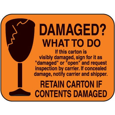 Damaged What To Do? Fluorescent Handling Labels | Seton