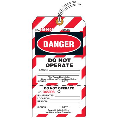 Danger Do Not Operate - 2-Part Lockout Tag | Seton