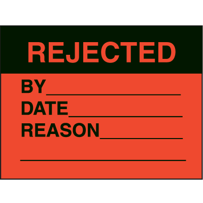 Rejected By Date Reason Fluorescent Paper Labels | Seton