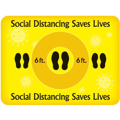 Floor Markers - Social Distancing Saves Lives - Rectangle | Emedco