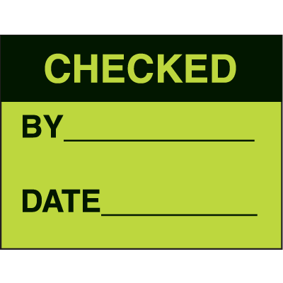 Checked By Date Fluorescent Paper Labels | Seton