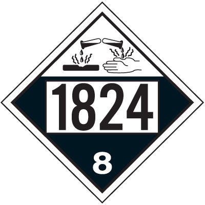 UN 1824 Sodium Hydroxide Placards | Vinyl, Magnetic & Removable | Seton
