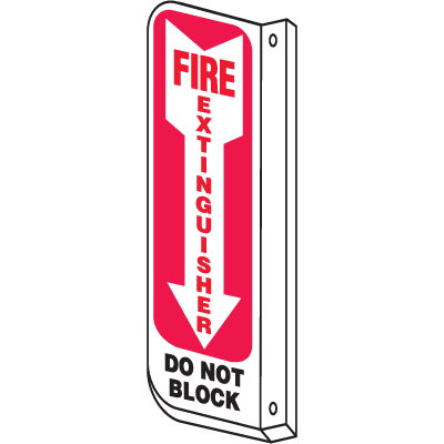 Slim-Line 2-Way Fire Extinguisher Arrow Sign - Do Not Block | Emedco