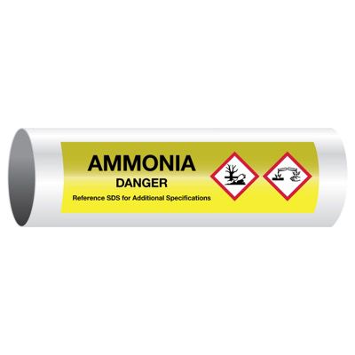 Danger Ammonia Pipe Markers, GHS Pipemarkers | Seton