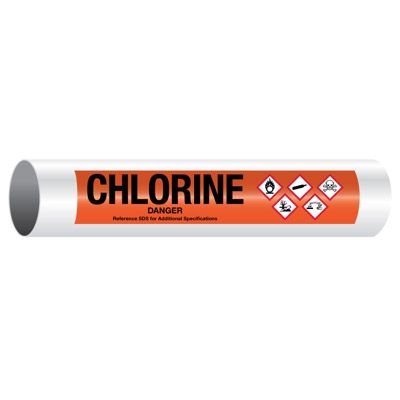 Danger Chlorine Pipe Markers, GHS Pipemarkers | Seton | Seton