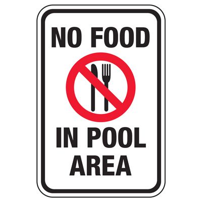 No Food In Pool Area - Pool Signs | Emedco