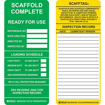 Ready for Use Scafftag Insert | Seton.ca