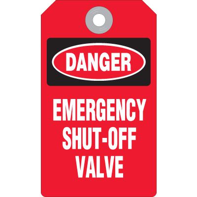 Danger Emergency Shut-Off Valve Tags (Red) | Emedco