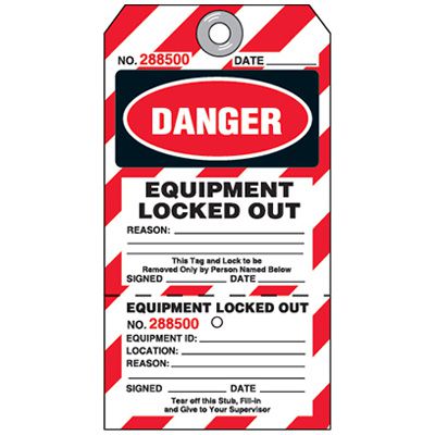 Danger Equipment Locked Out - 2-Part Lockout Tag | Seton