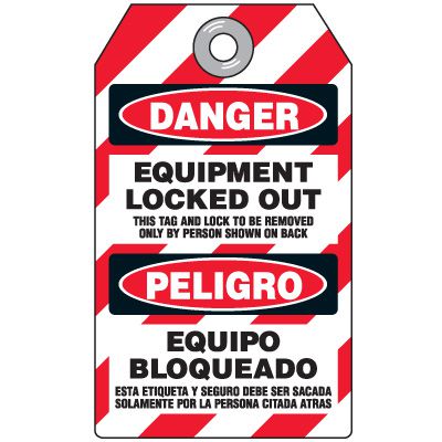 Danger Equipment Locked Out - Bilingual Tyvek® Lockout Tag | Seton
