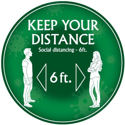 Floor Markers, Floor Safety Signs - Keep Your Distance 6Ft | Seton