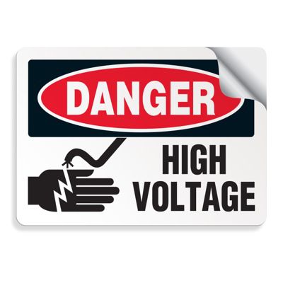 Voltage Warning Labels - Danger High Voltage (w/ Graphic) | Emedco