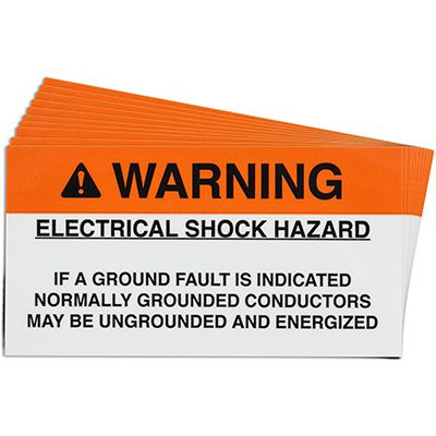 Ground Fault Solar Warning Labels | Seton.ca