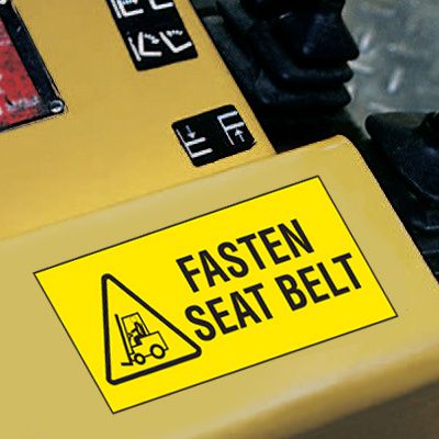 Forklift Safety Labels - Fasten Seat Belt | Seton