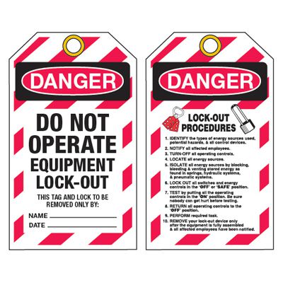 Lockout Duro-Tags - Do Not Operate, Lockout Procedures | Emedco