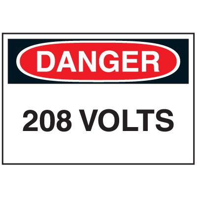 Lockout Hazard Warning Labels- Danger 208 Volts|Seton Canada | Seton.ca