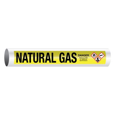 Danger Natural Gas Pipe Markers, GHS Pipemarkers | Seton | Seton