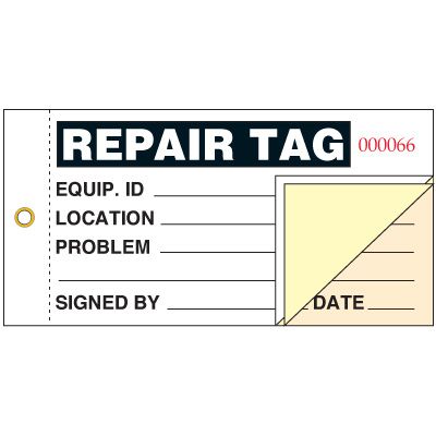 3-part Repair Status Tag | Seton | Seton