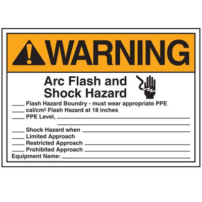 Warning Arc Flash & Shock Hazard Labels | Emedco