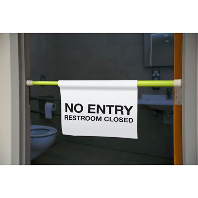 No Entry Restroom Closed Hanging Doorway Barricade Sign Kit | Seton
