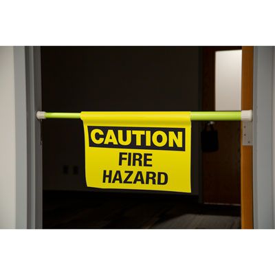 Caution Fire Hazard Hanging Doorway Barricade Sign Kit | Seton.ca