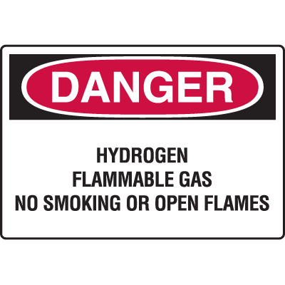 Danger Signs - Hydrogen Flammable Gas No Smoking Or Open Flames | Seton