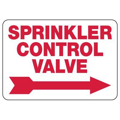Sprinkler Control Valve Sign (Right Arrow) | Emedco