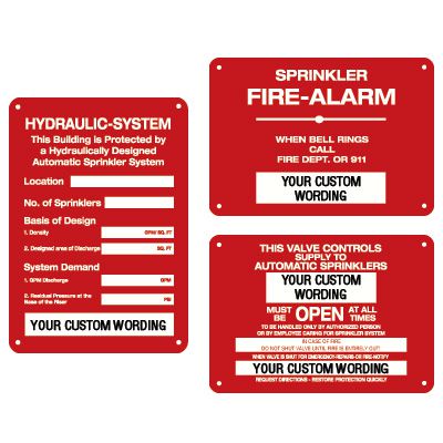 Semi-Custom Sprinkler Identification Signs | Seton