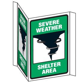 Severe Weather Shelter Area - 3-Way Safety Sign | Seton