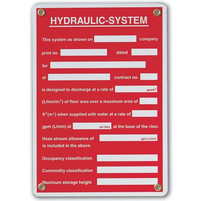 Hydraulic-System - Sprinkler Control Valve Sign | Emedco