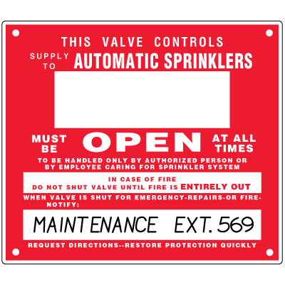 Automatic Sprinkler Sign | Emedco