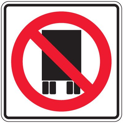 Reflective Traffic Signs - No Semi-Trucks Symbol | Emedco