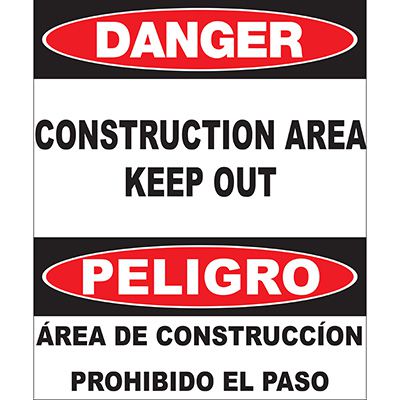 Danger Construction Area Bilingual Sign | Seton