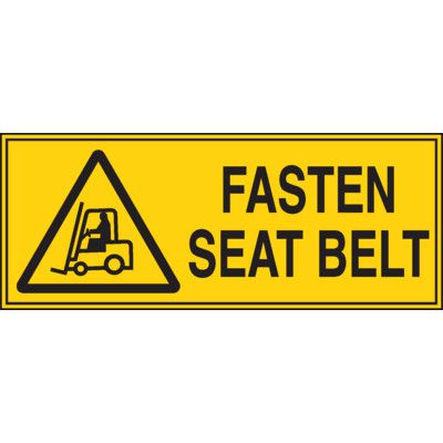 Forklift Safety Labels - Fasten Seat Belt | Seton