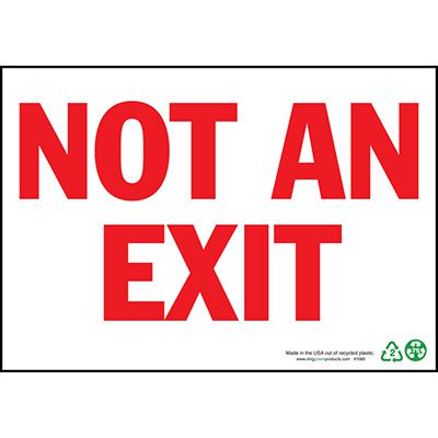 Not An Exit Sign, Red on White | Emedco