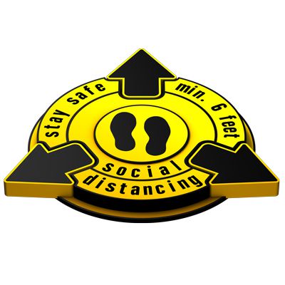 3D Floor Markers - Minimum 6 Feet Social Distancing (Yellow) | Seton