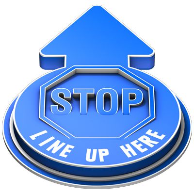 3D Floor Markers - Stop, Line Up Here (Blue) | Seton Canada | Seton.ca