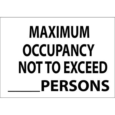 Maximum Occupancy Sign - Not To Exceed _ Persons | Emedco