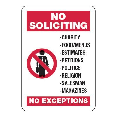 No Soliciting No Exception Visitor Signs | Seton | Seton