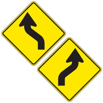 Reflective Warning Signs - Reverse Curve (Symbol) | Emedco