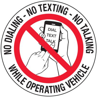 No Texting Security Labels - No Dialing No Texting No Talking | Emedco