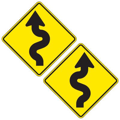 Reflective Warning Signs - Winding Road Symbol | Emedco