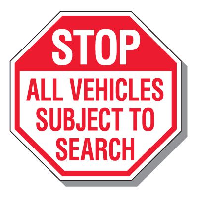 Parking Lot Safety and Security Signs - Stop All Vehicles Subject To ...
