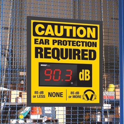 Decibel Meter Sign Kit - Ear Protection Required (Earmuffs) | Emedco