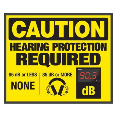 Decibel Meter Signs - Hearing Protection (Earmuffs Symbol) | Seton