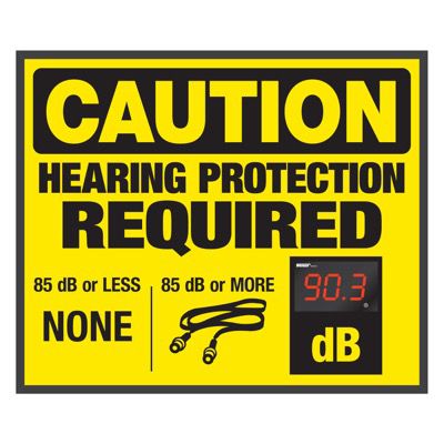 Decibel Meter Sign - Hearing Protection (Earplugs Symbol) | Seton ...